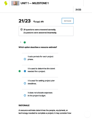 Milestone 4 - UNIT 4 MILESTONE 4 RETAKE i 20 questions were answered ...