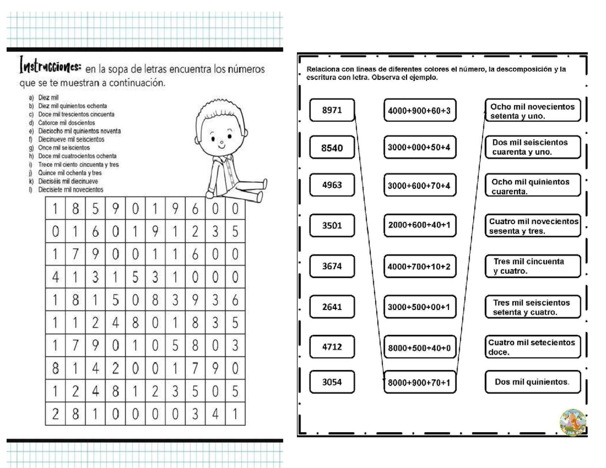 Matematicas - Instrucciones: en la de letras los números sopa encuentra ...