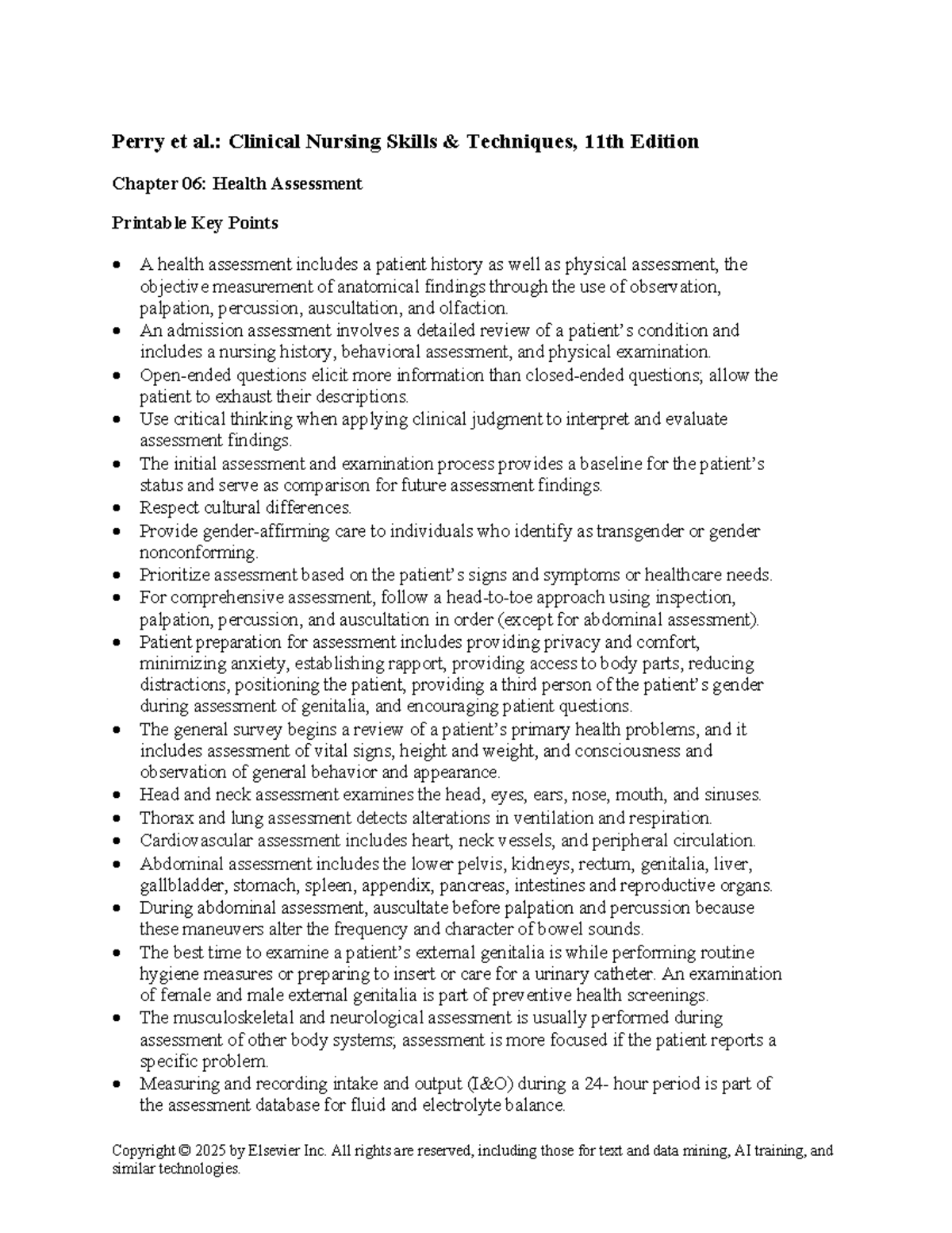 Perry et al.: Clinical Nursing Skills Techniques, 11th Edition Exam 2 ...