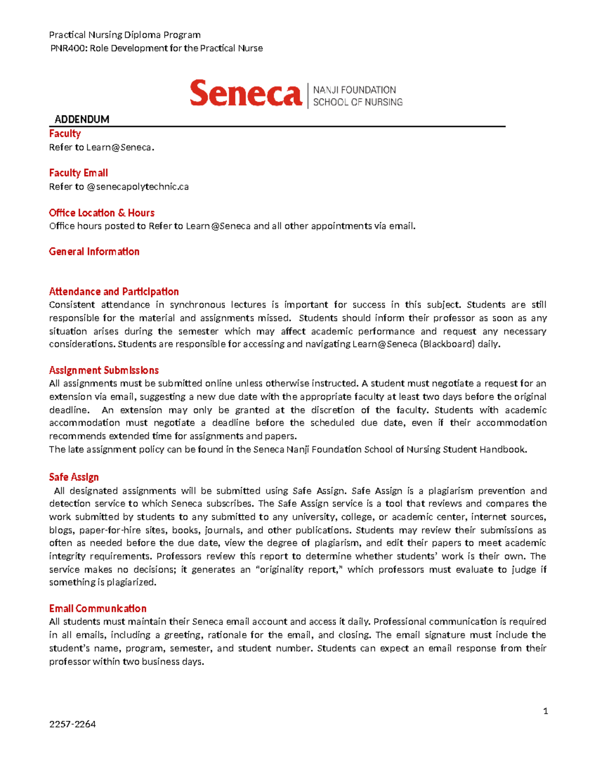 PNR400: Role Development for the Practical Nurse - Course Addendum ...