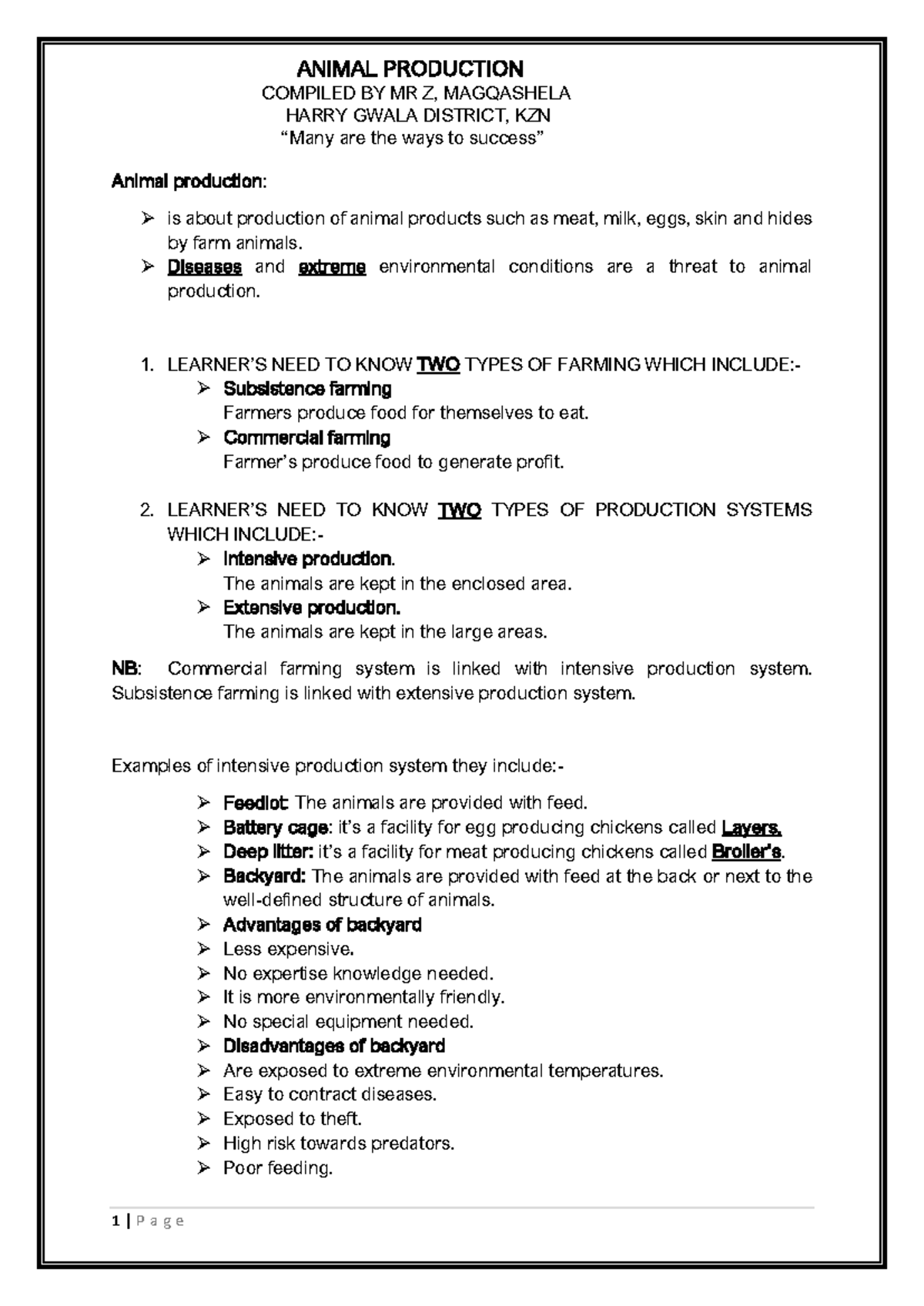 Animal Production Overview: Key Concepts & Practices (AGRI 072523 ...