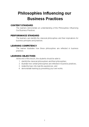Business Ethics Module 3 - Code of Ethics in Business CONTENT STANDARD ...
