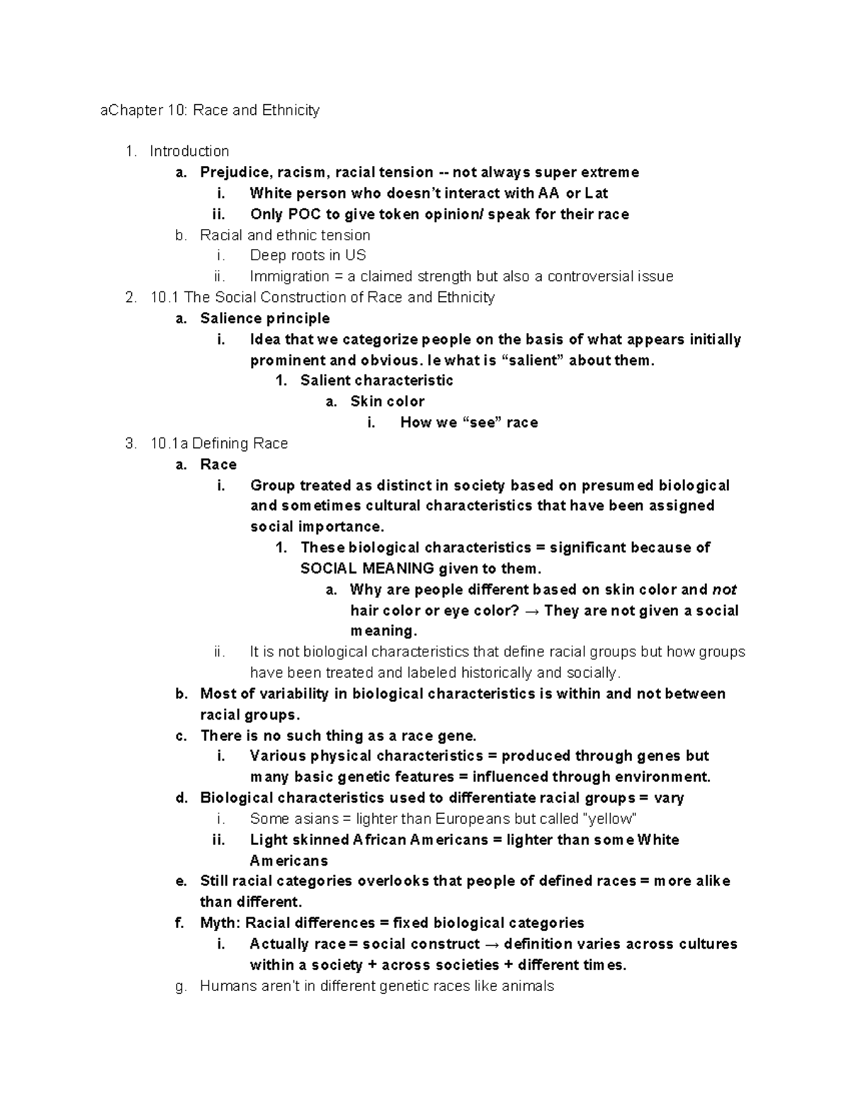 Chapter 10: Race and Ethnicity - Intro to Sociology Overview - Studocu