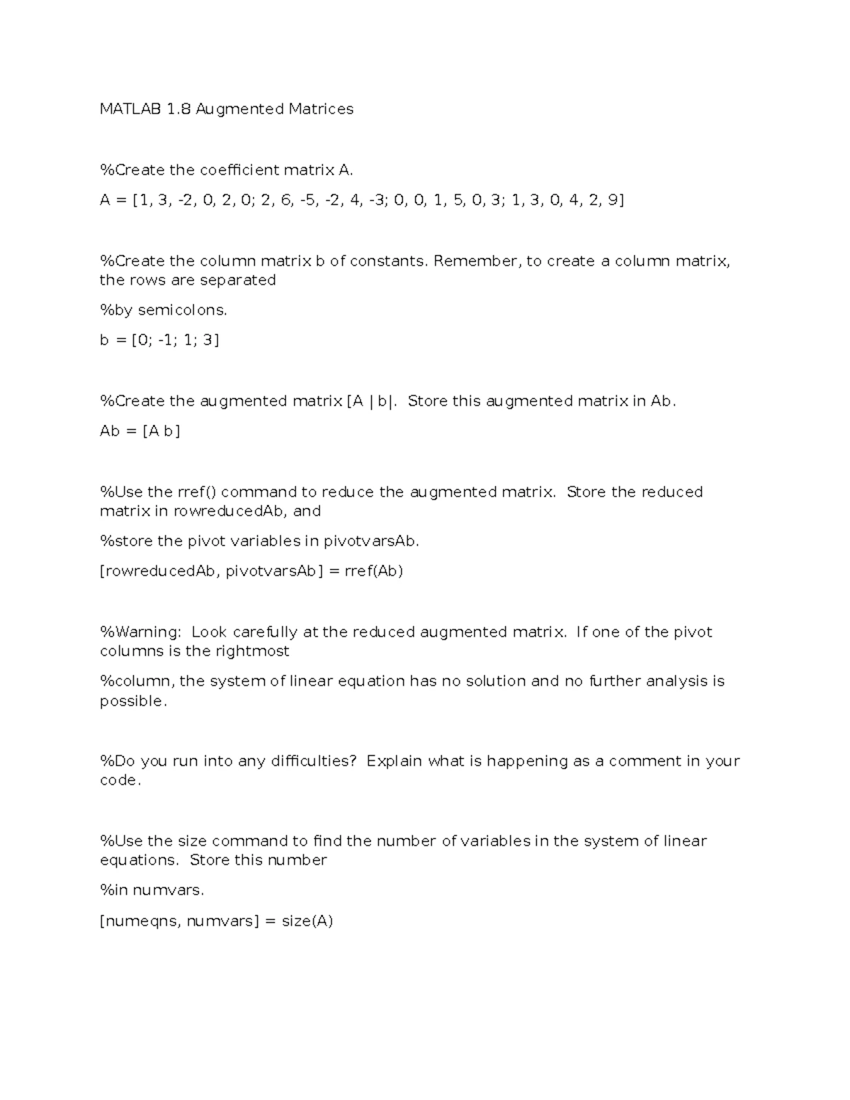 Section 7.3 MAT 350: Linear Algebra - MATLAB Norms & Distances - Studocu