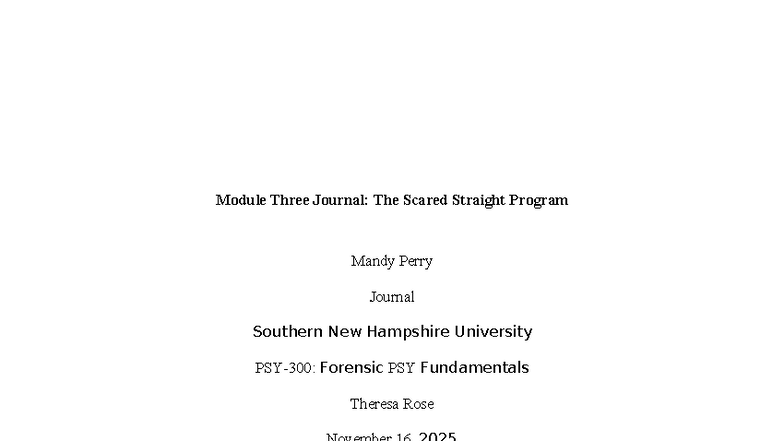 3-2 Journal: Evaluating the Scared Straight Program's Effectiveness ...