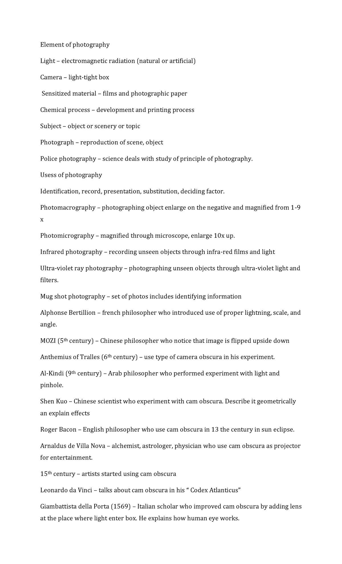 Forensic - Element of photography Light – electromagnetic radiation ...