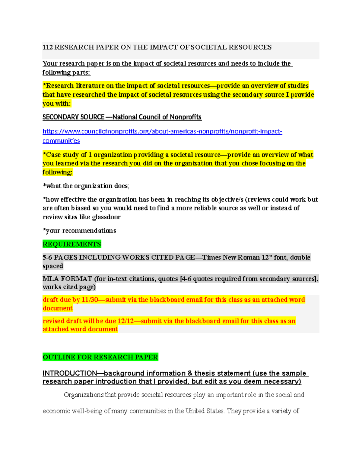 Research Paper: Societal Resources Impact Analysis - ENG 112 - Studocu