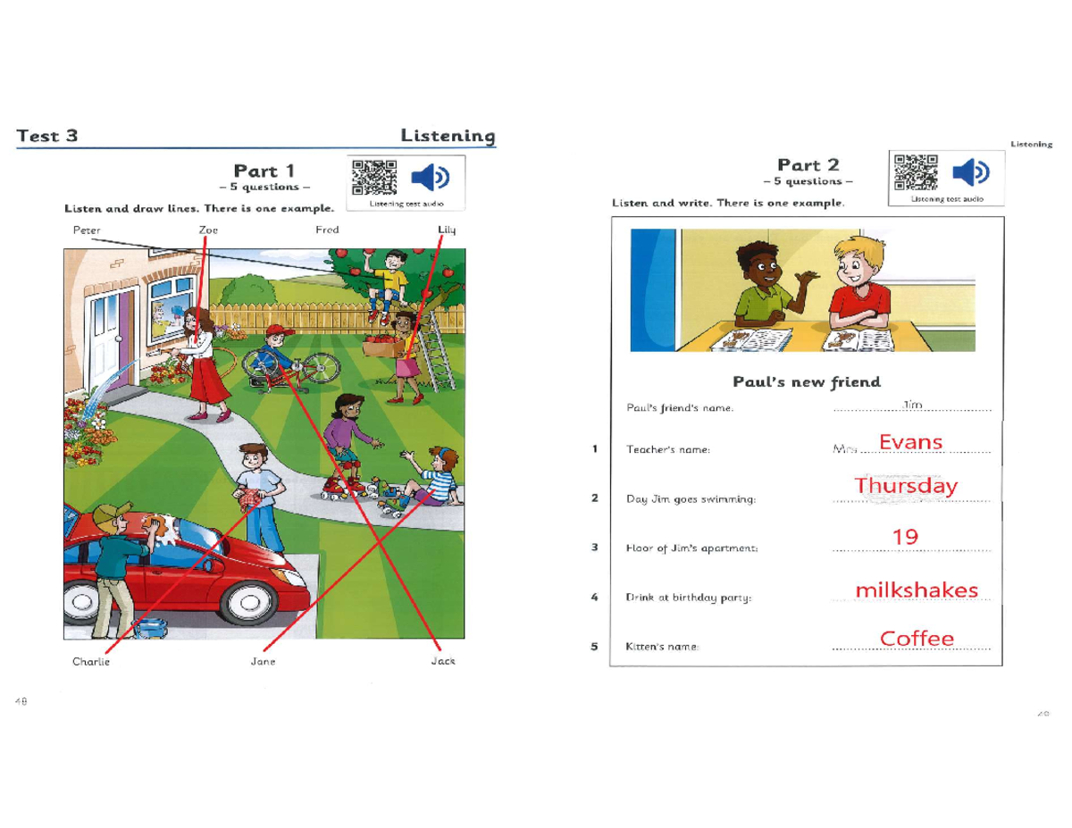 Key - Movers 4 - 2022 - Listening Test 3 Notes - Studocu