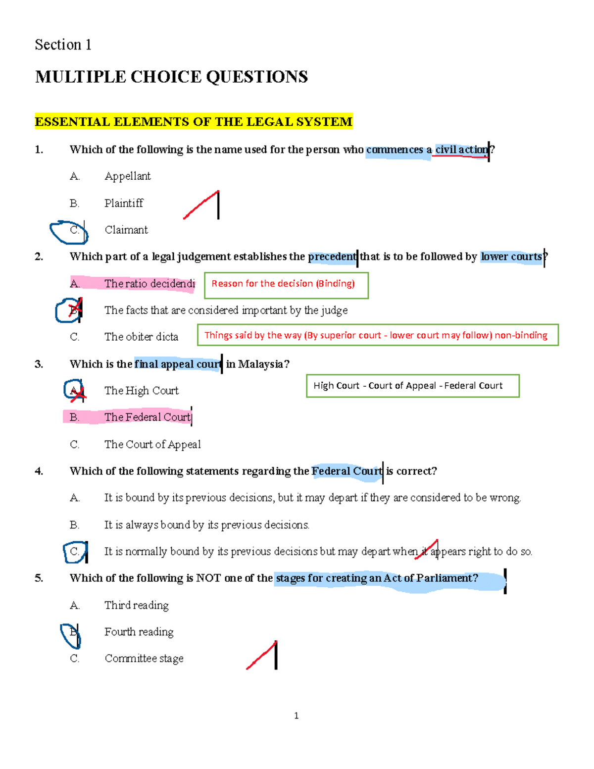 Kaplan - Malaysia (Multiple Choice Question) - Corporate Law - Studocu