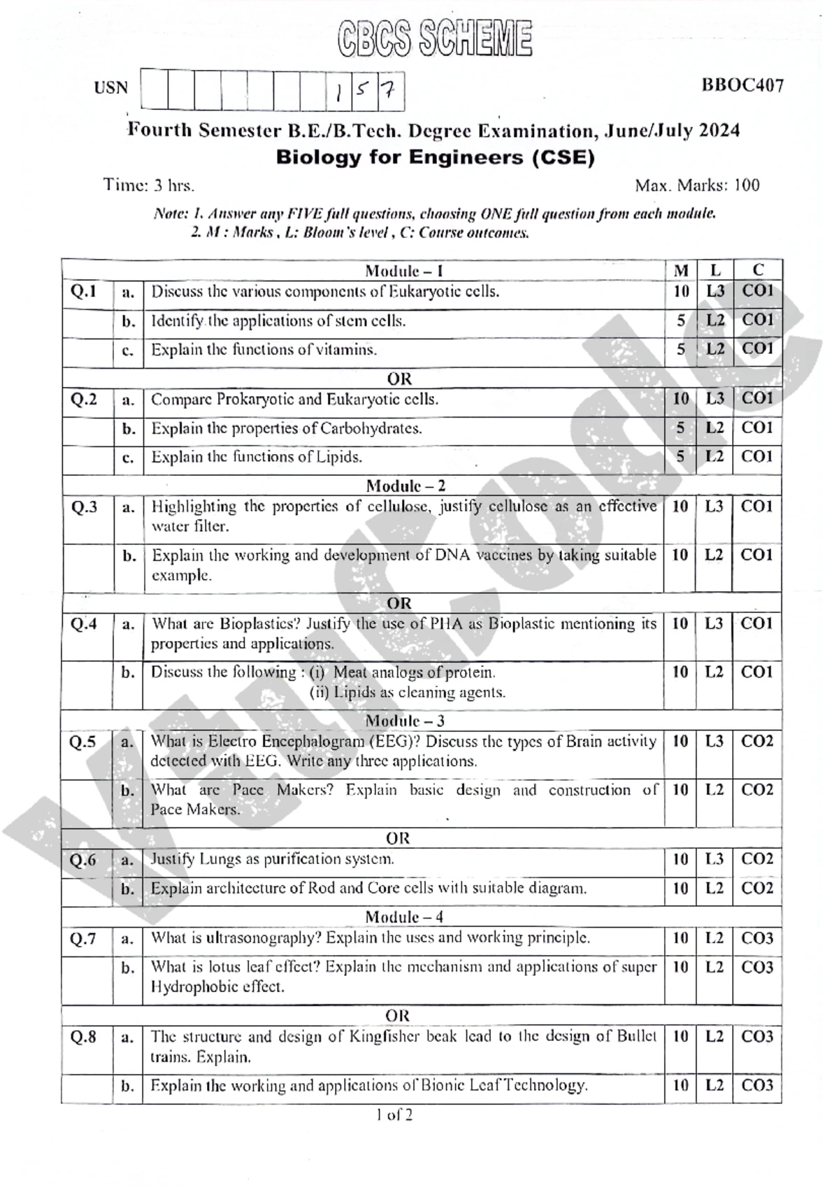 BBOC407 Module 3 notes - Biology for Engineers - Studocu
