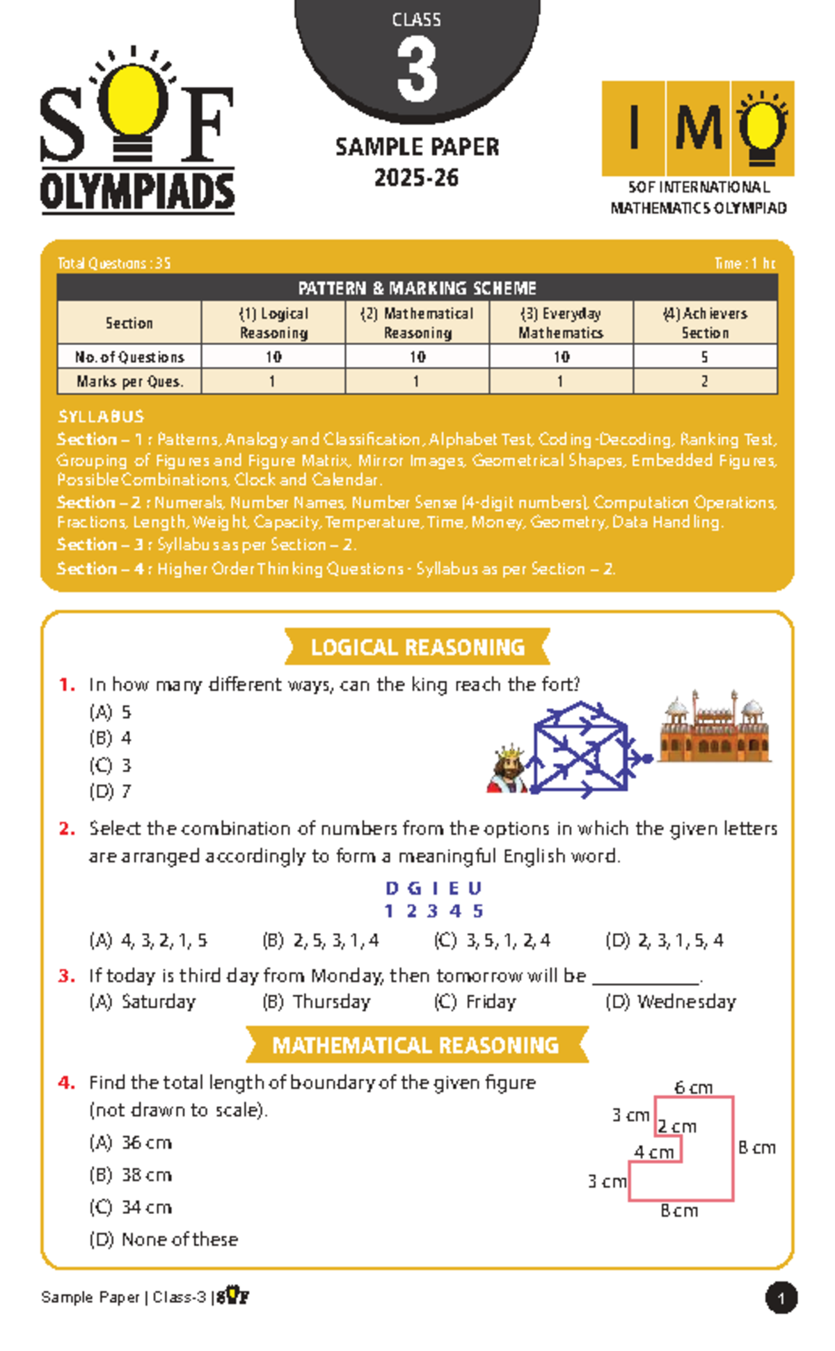 CLASS 3 SOF International Mathematics Olympiad Sample Paper 2025-26 ...