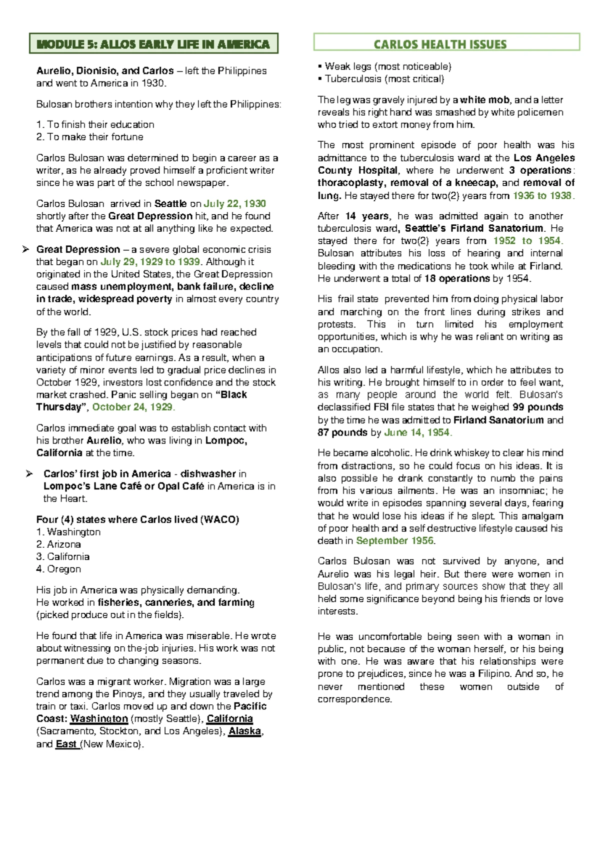 Carlos Bulosan: Life, Works, and Impact on Filipino Identity - Studocu