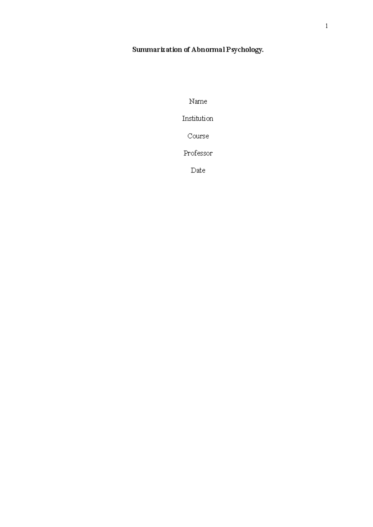 Abnormal Psychology PSY101: Summary of Human Behavioral Issues - Studocu