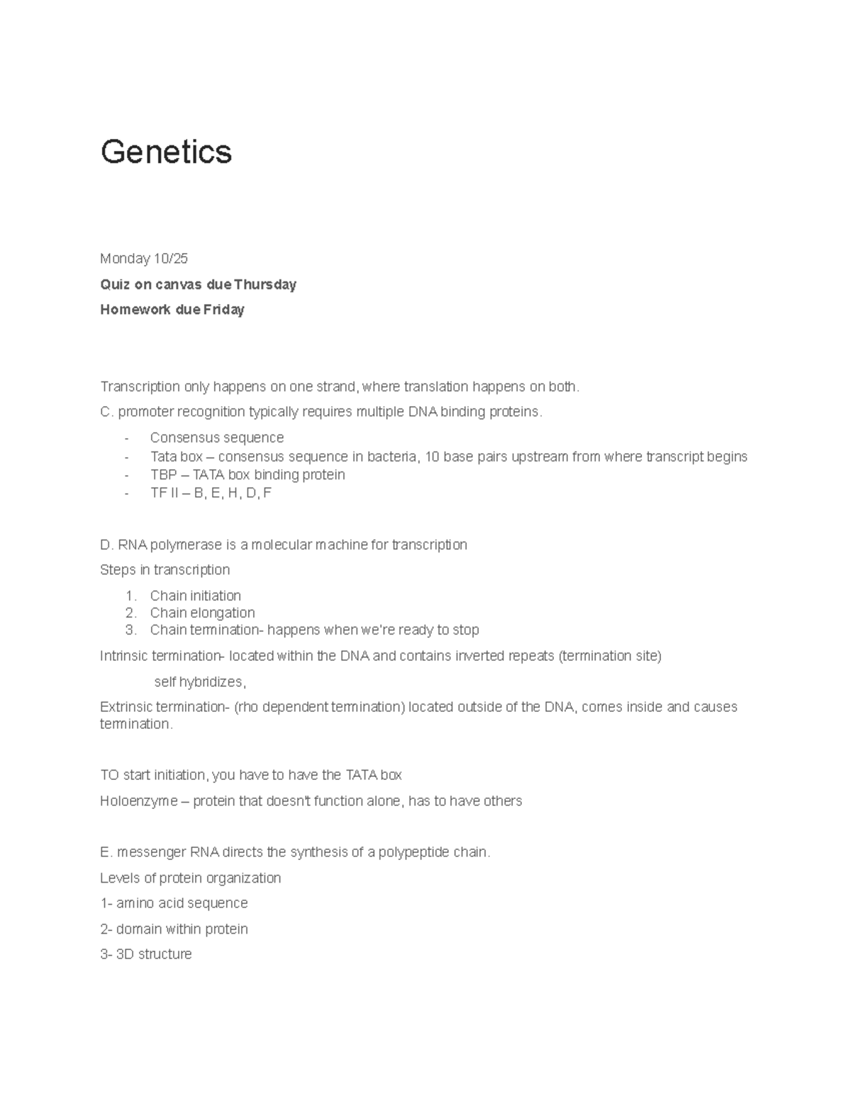 BY 331 - Comprehensive Semester Notes for Genetics in Dr. Spencer's ...