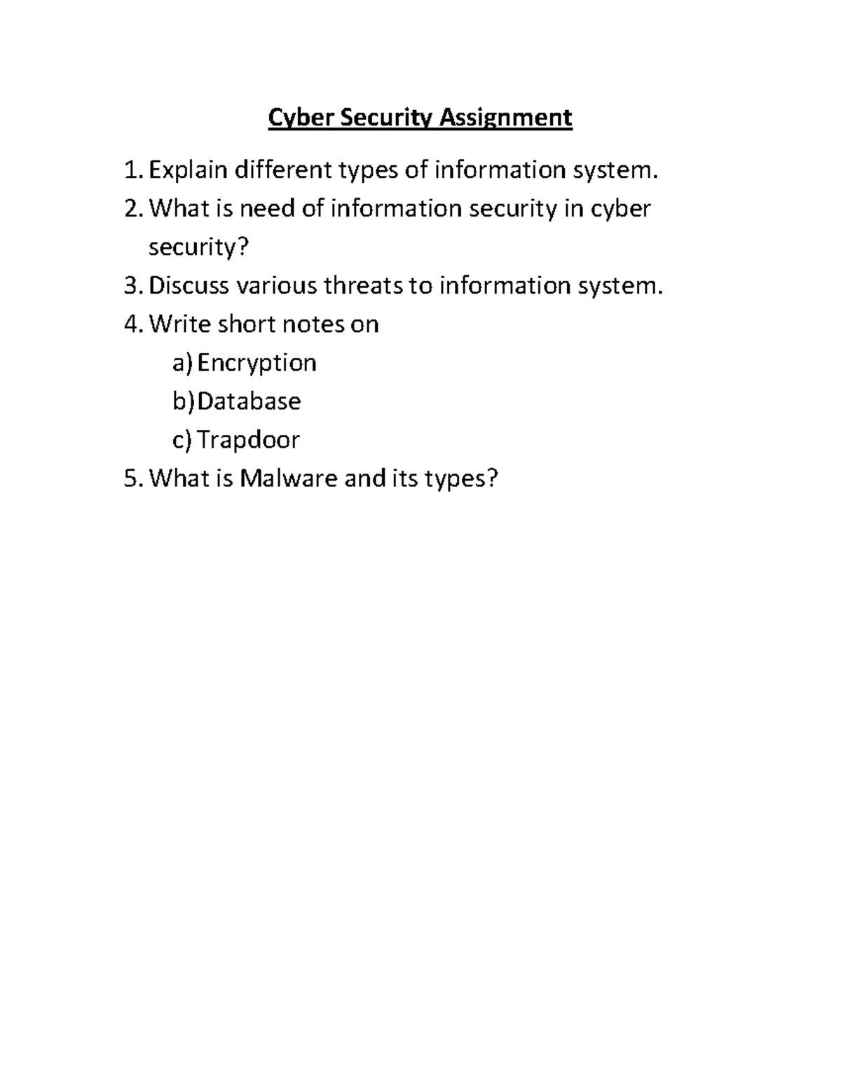 Cyber Security Assignment - B.Tech CSE (3rd Year) - Cyber Security ...