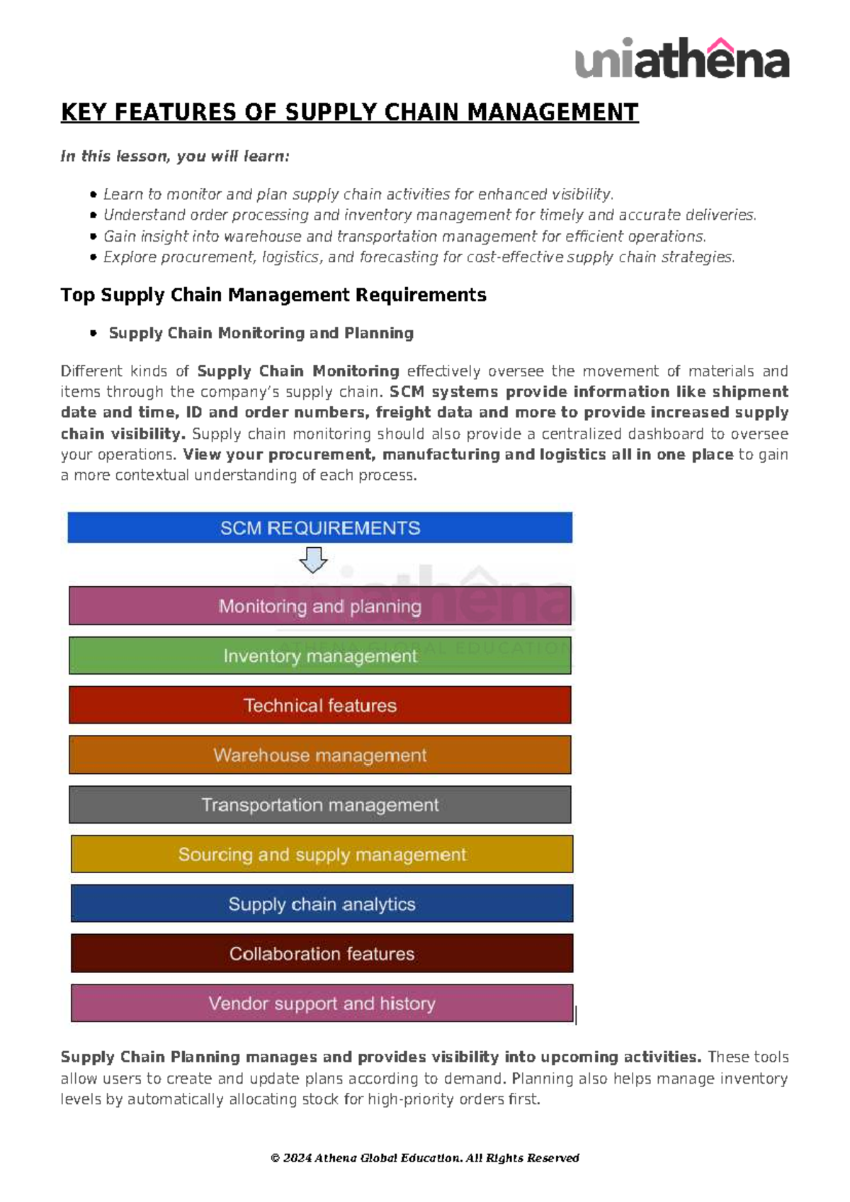 SCM 101: Key Features of Supply Chain Management Lesson - Studocu
