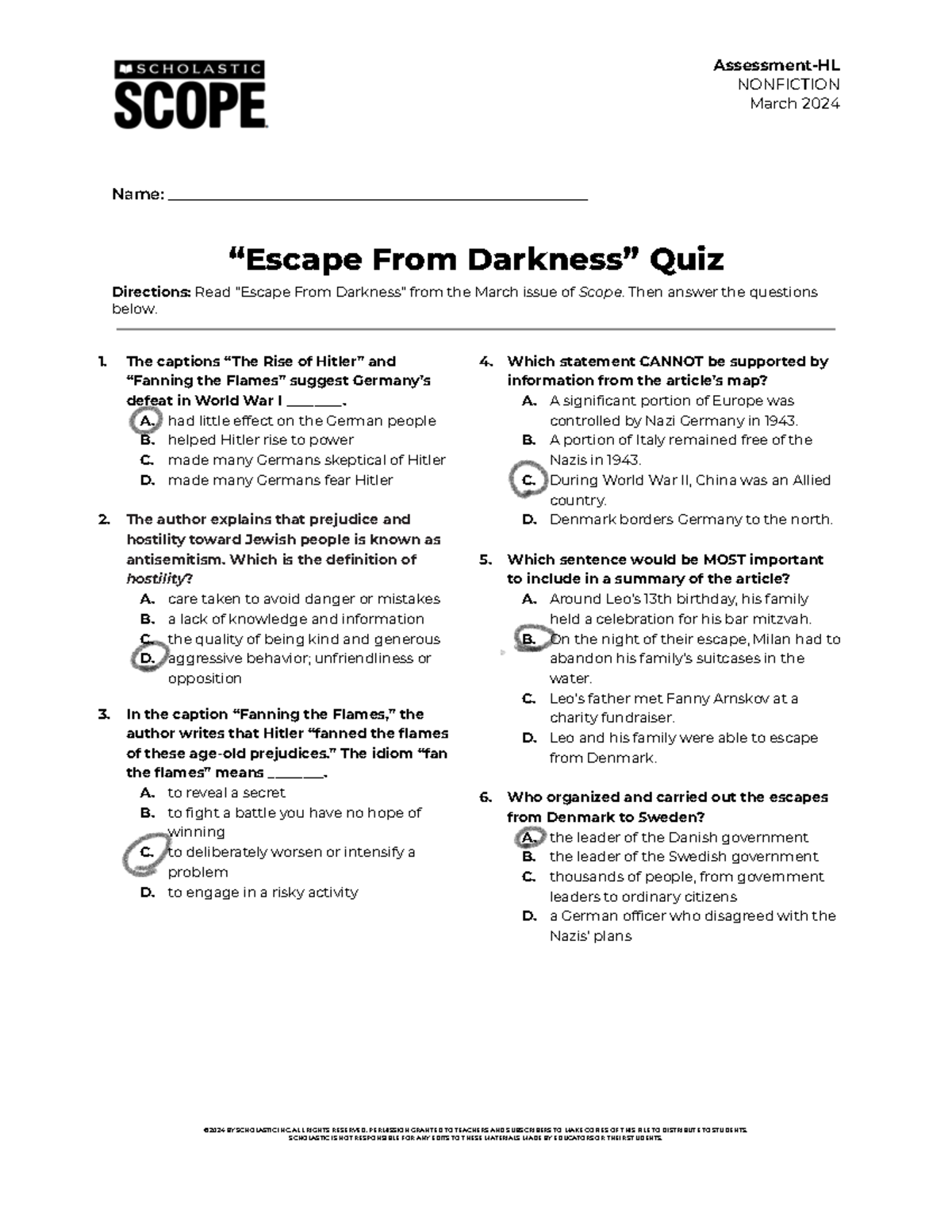 Escape from Darkness Quiz - Assessment HL March 2024 - Studocu