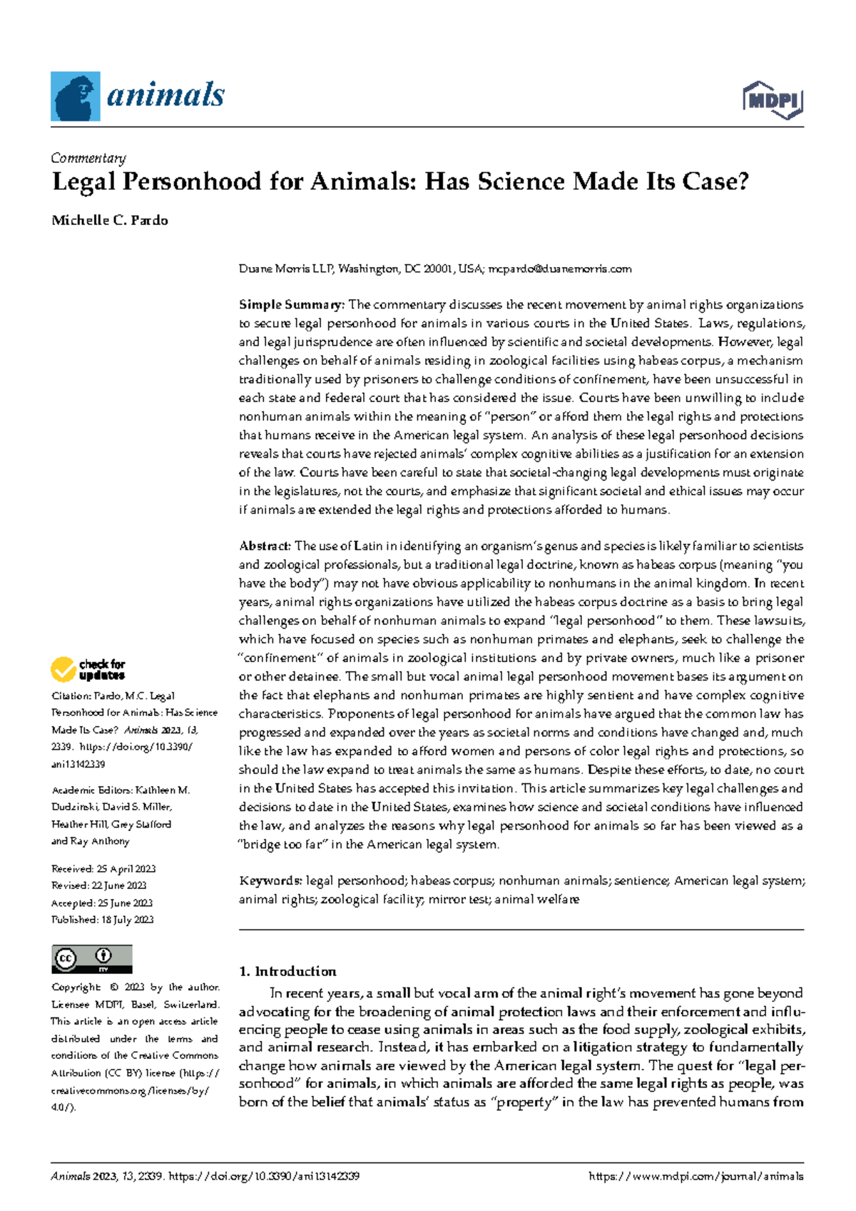 Legal Personhood for Animals: Analyzing the Nonhuman Rights Project's ...