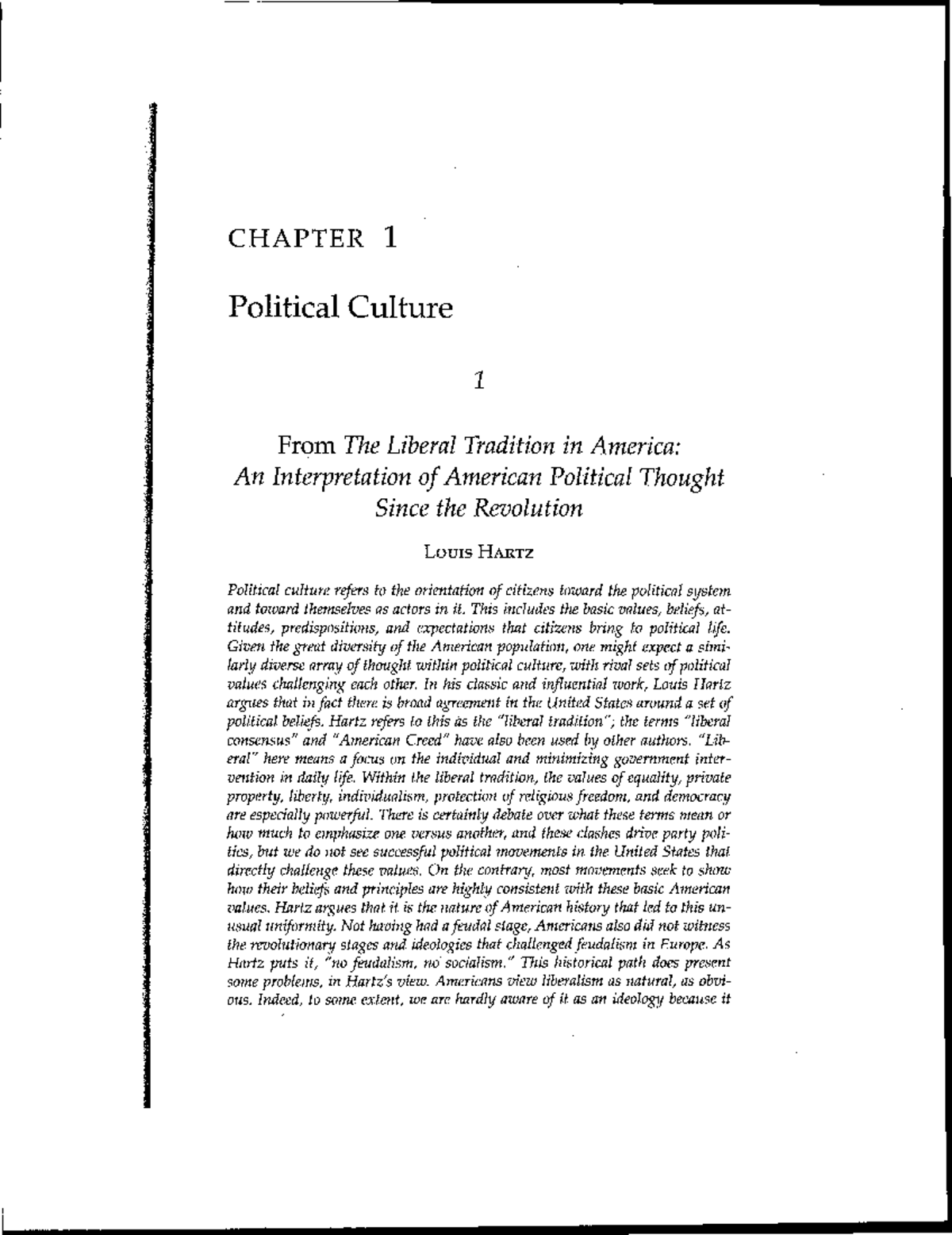 POL 101: Lecture Notes on Political Culture and Liberal Tradition - Studocu