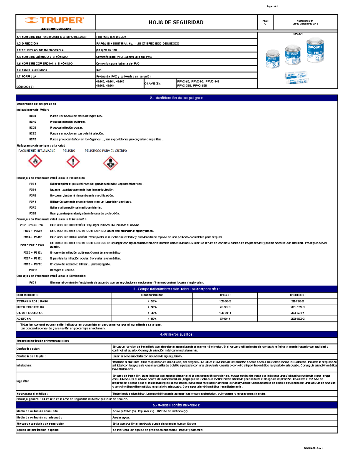 HDS Nivel C: Seguridad y Manejo de Cemento PVC Transparente - Studocu