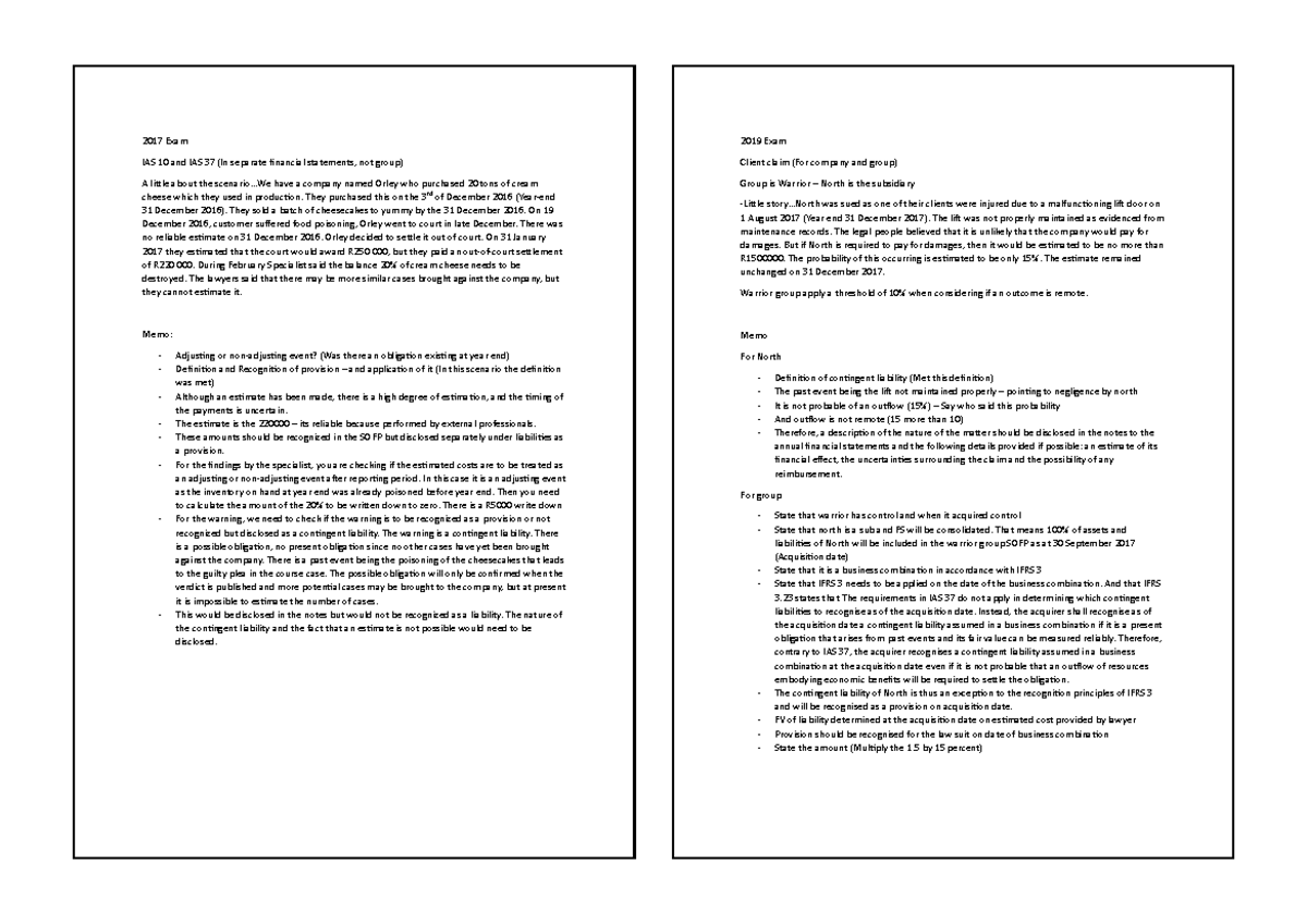 IAS 10 & IAS 37: Accounting Notes on Provisions & Contingent ...