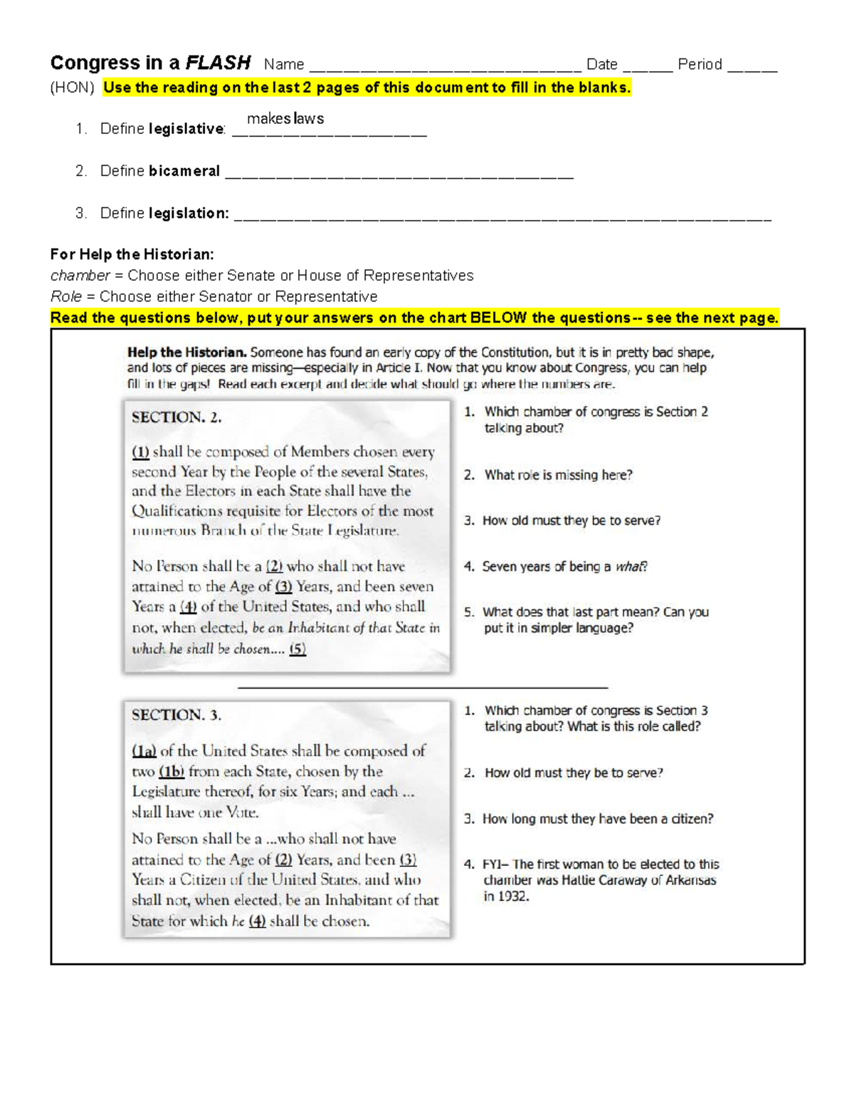 Congress in a FLASH: Understanding Legislative Roles (HON) - Studocu