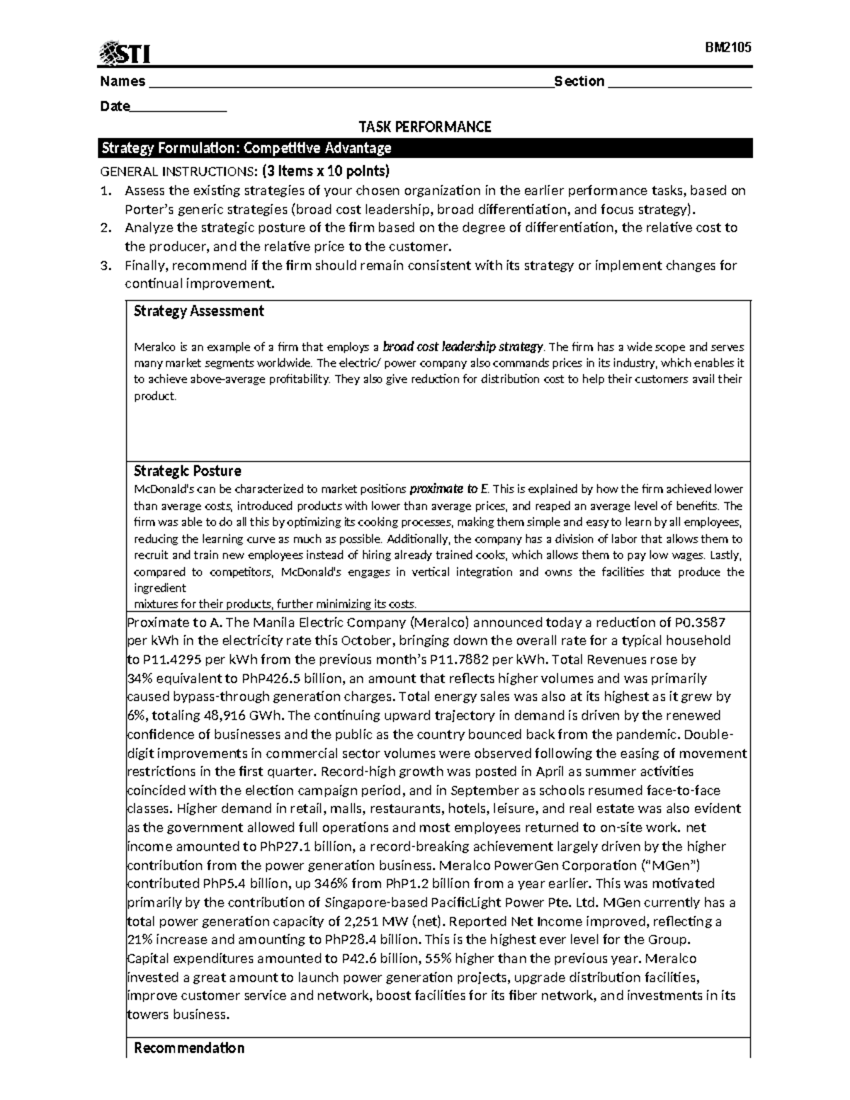 07 Task Performance 1(7) SBA ff - Names Section Date TASK PERFORMANCE ...