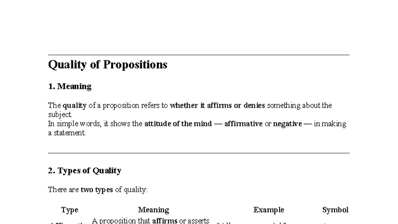 Quality and Quantity of Propositions: A Study Guide - Studocu