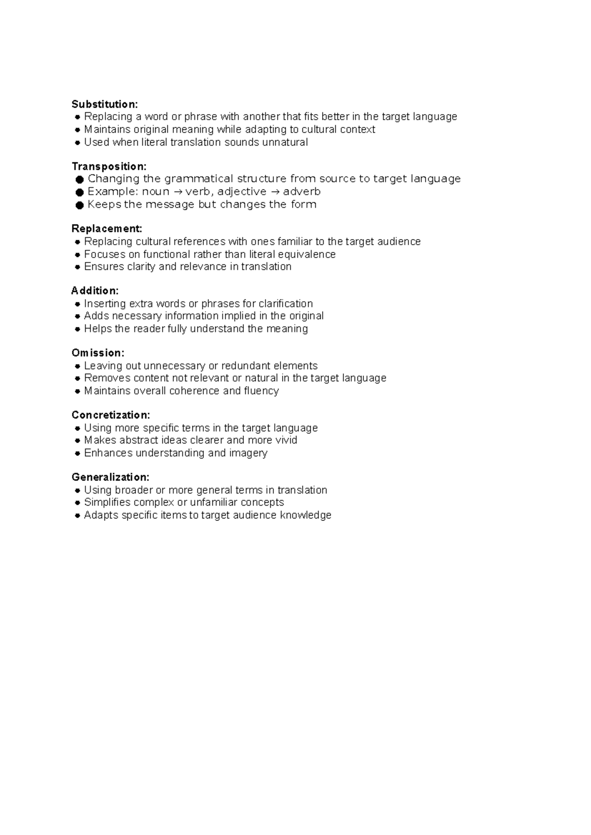Translation Techniques: Substitution, Transposition, Replacement, and ...