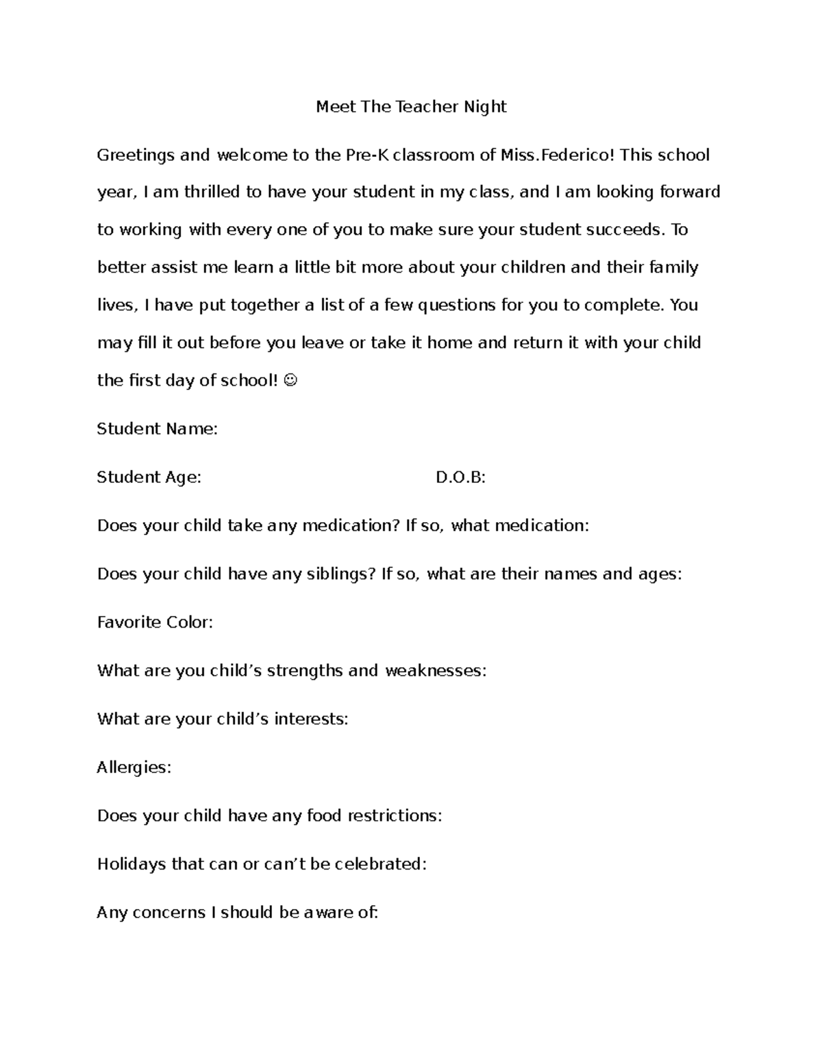 Meet the Teacher Night: ECE 360 Welcome & Family Engagement Activities ...