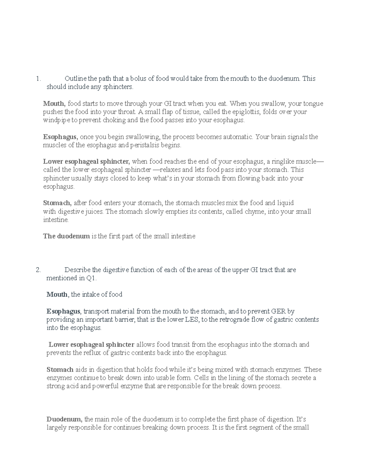 BIOS256 week 1 case study digestive system - Outline the path that a ...