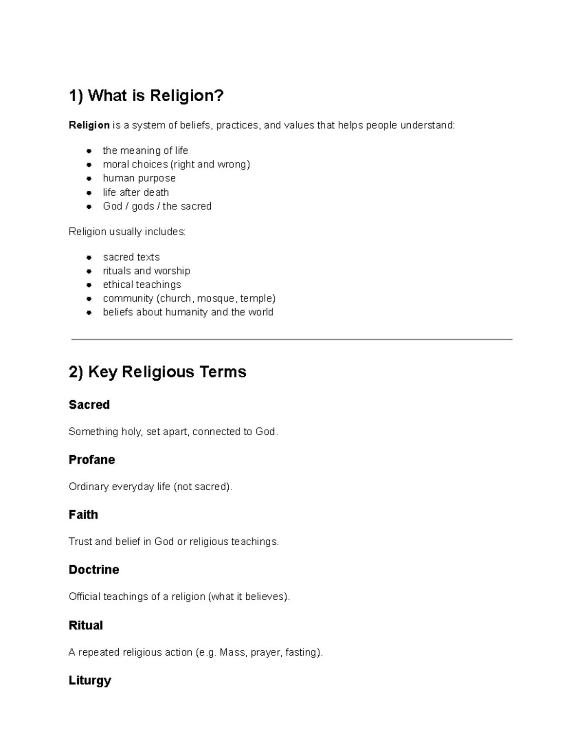 Understanding Religion: Key Concepts and Christianity Overview - Studocu