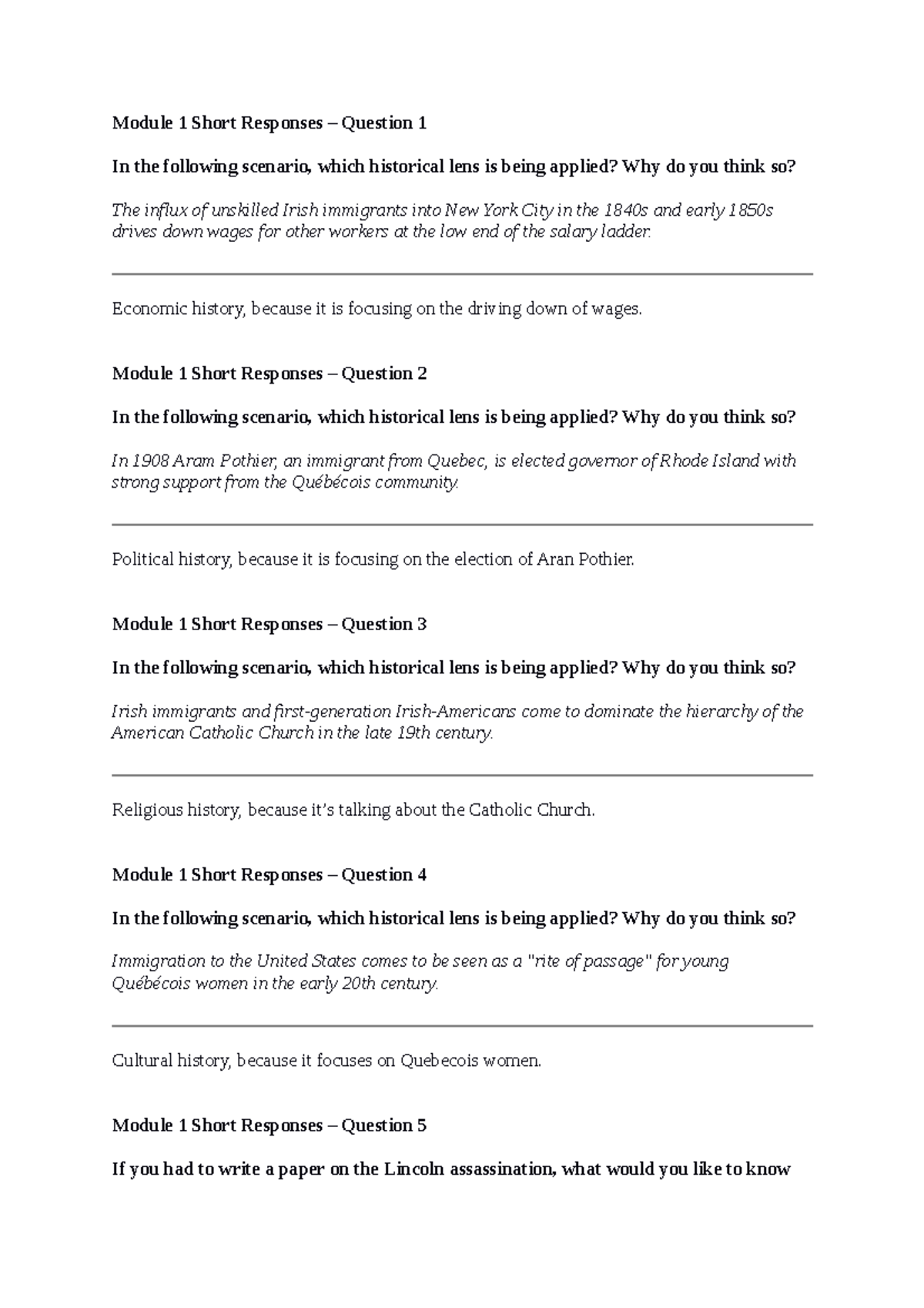 1-2 Module One Short Responses year 2021/2022 - Module 1 Short ...