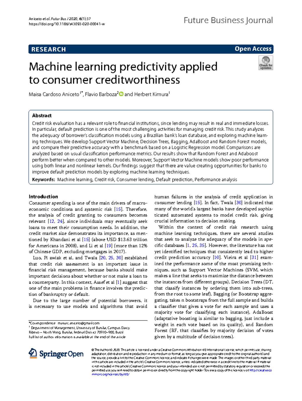 S43093 Machine Learning Techniques for Predicting Credit Default - Studocu