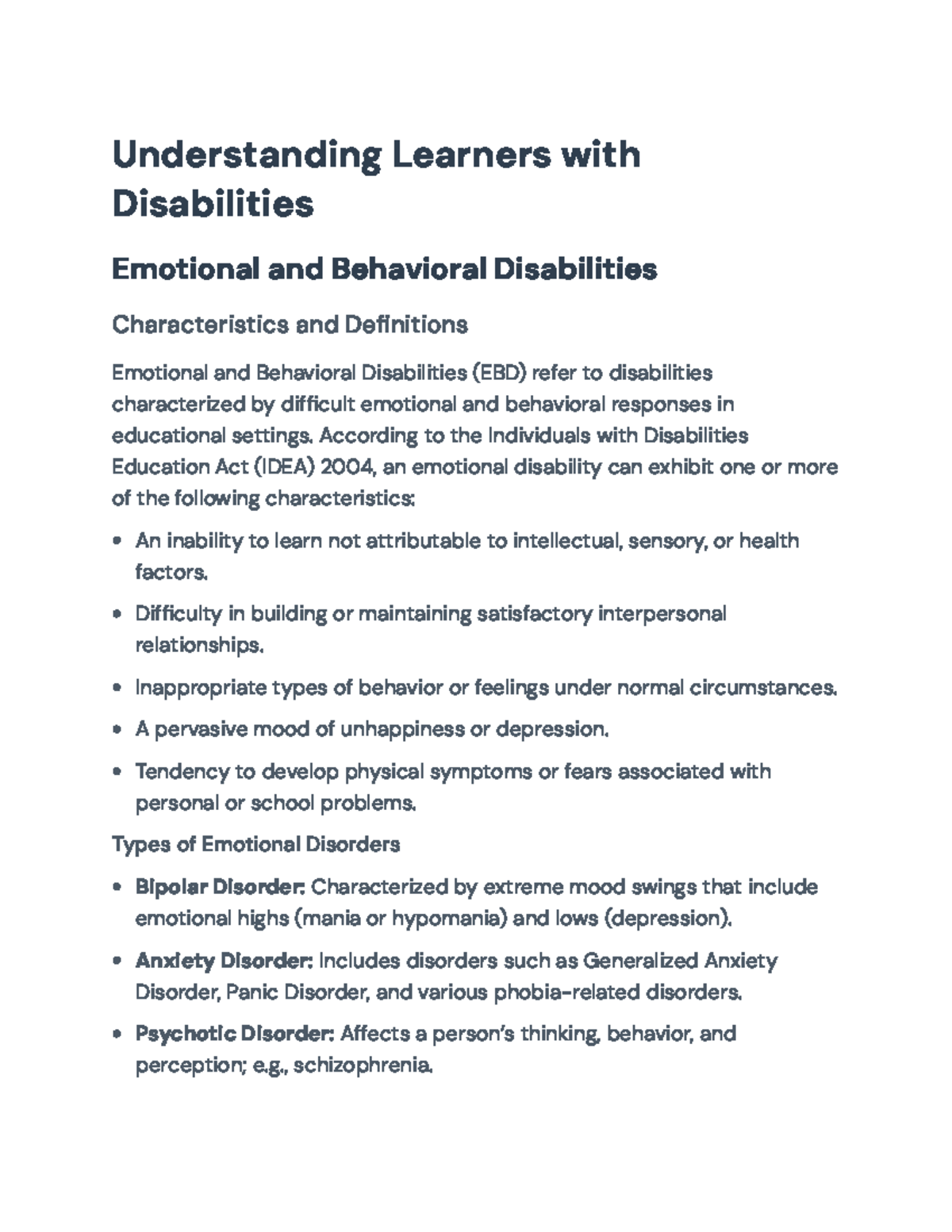 Understanding Emotional, Behavioral, and Sensory Disabilities in Education - Understanding ...