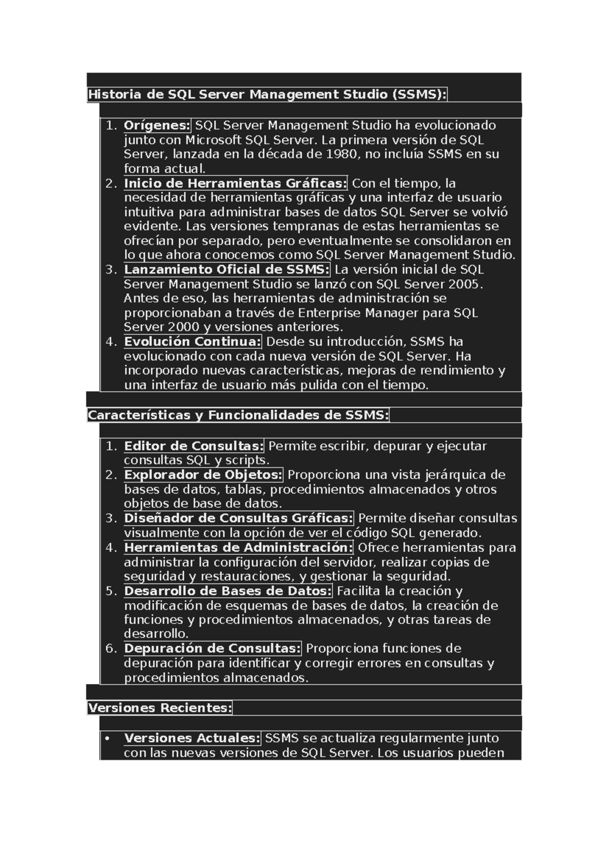 Historia y Evolución de SQL Server Management Studio (SSMS) - Studocu