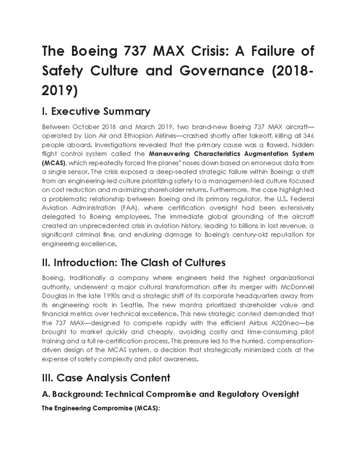 Boeing 737 MAX Crisis Case Study: Safety Culture & Governance Failures ...
