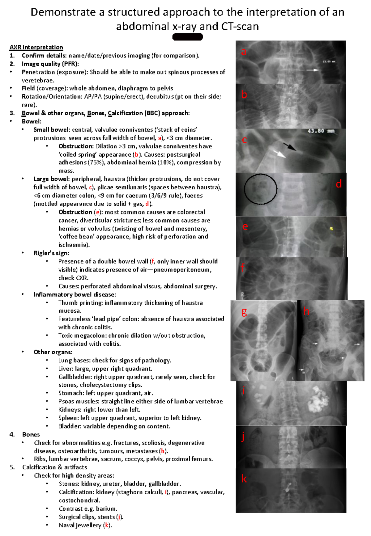 Structured Interpretation of Abdominal X-Ray and CT (AXR 101) - Studocu