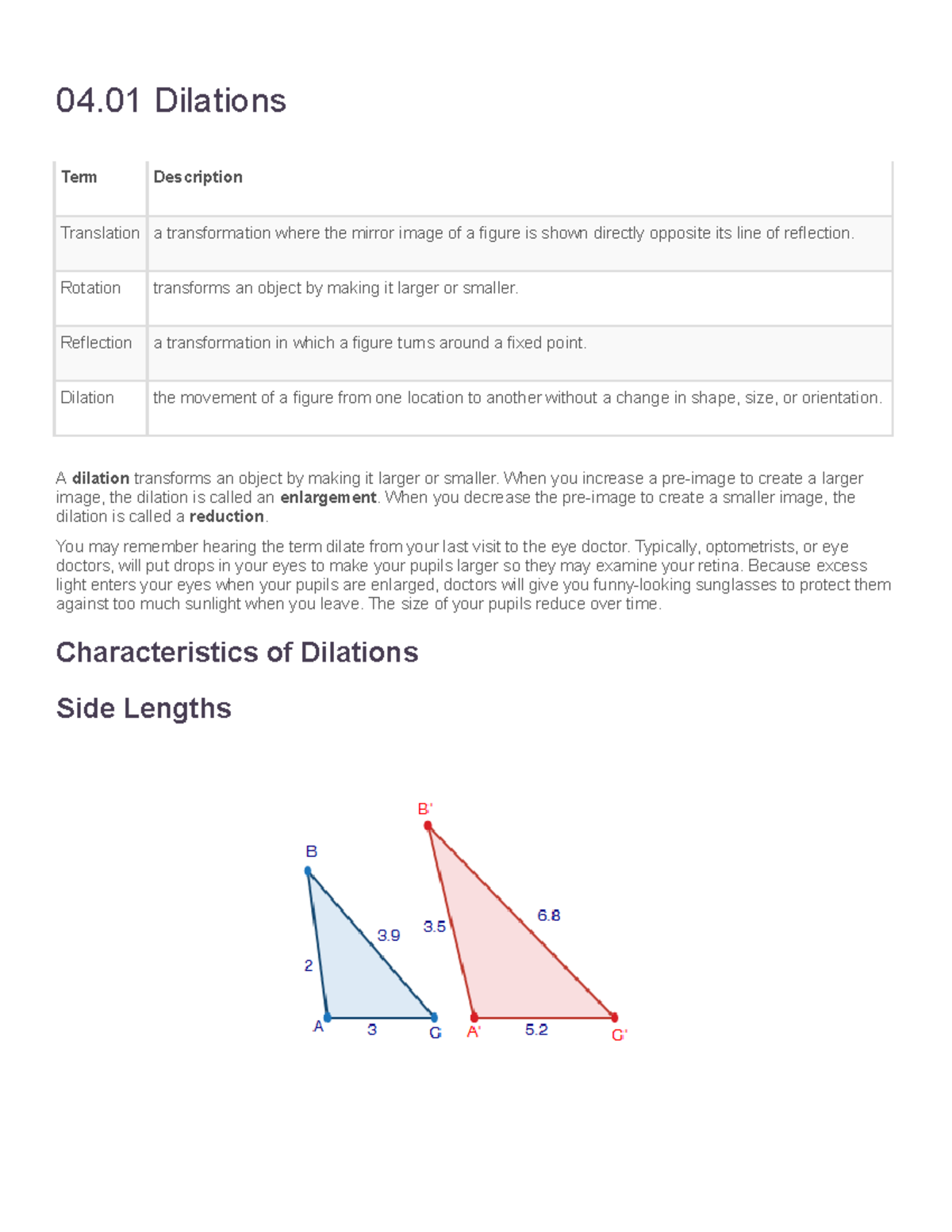 Module 4 - Lecture Notes on Dilations and Transformations - Studocu