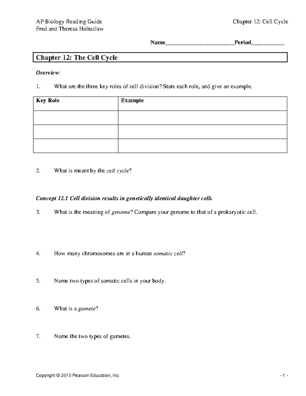Chapter 12: The Cell Cycle Overview - Bio Exam Notes - Studocu