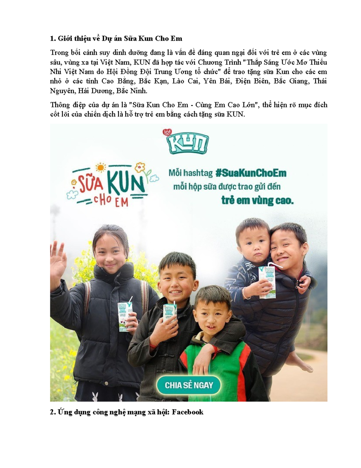 KUN - Chiến dịch Marketing "Sữa Kun Cho Em" và Tuyển Dụng UGC - Studocu