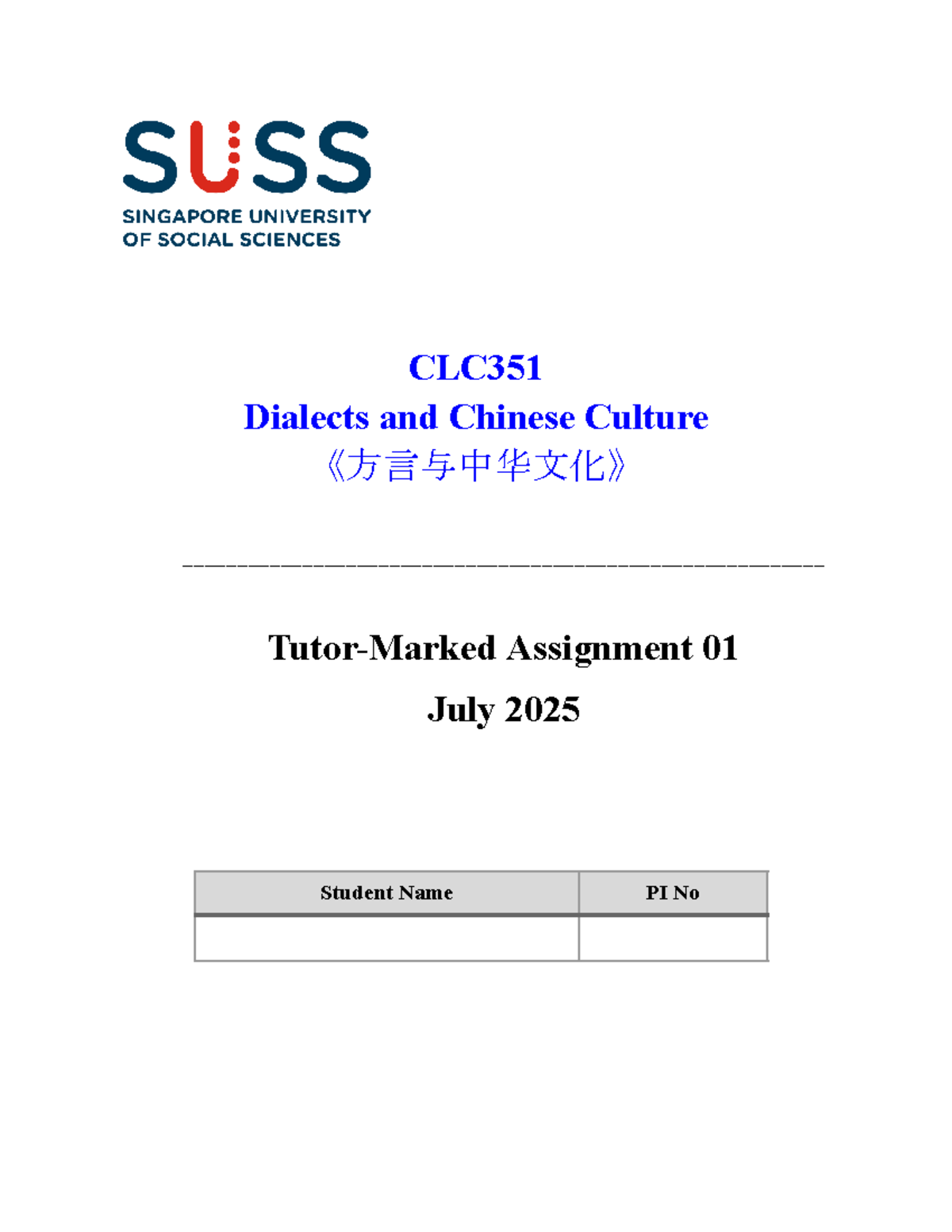 CLC351 Assignment 01: Dialects and Chinese Culture Analysis - Studocu