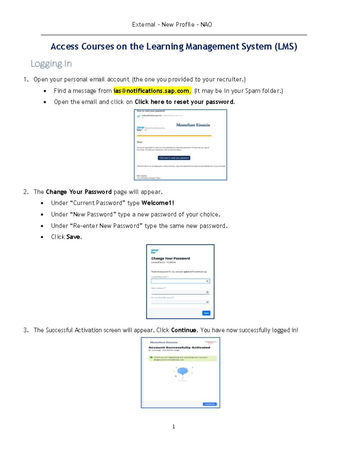 NAO - Accessing Your eLearning Courses on the LMS Guide - Studocu