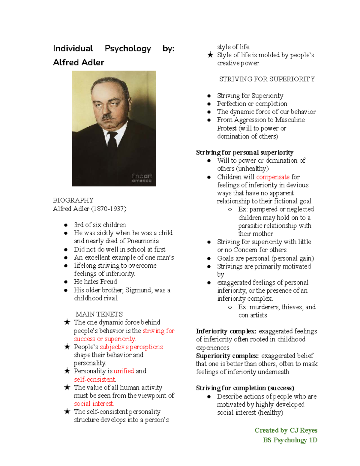Individual Psychology: Alfred Adler's Theories of Personality (PSY 101 ...