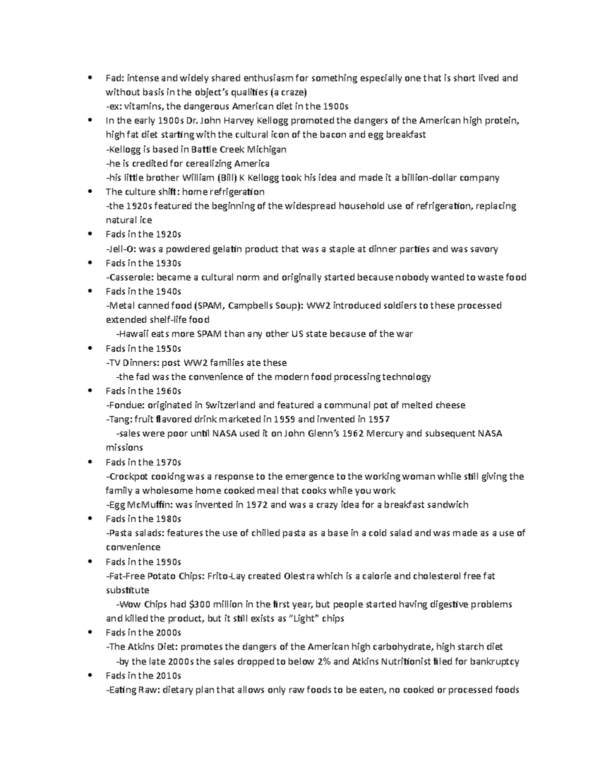 Food fads - Dr. Kiepper teaches about different fads throughout the ...