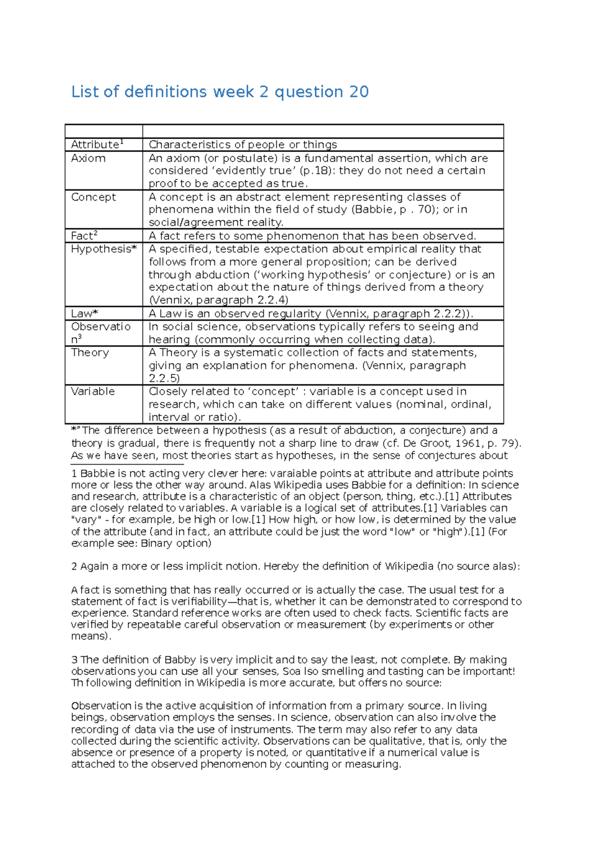 Definitions and Explanations for Workbook Week 2 - Q20 - Studeersnel