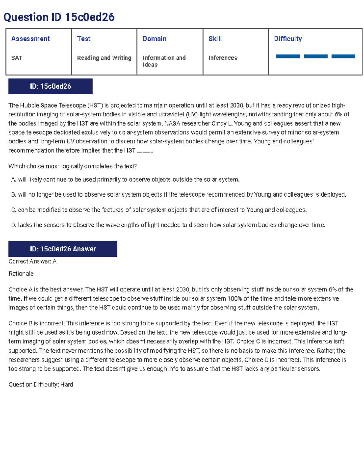 SAT Reading and Writing Practice Question Bank - Assessment Test - Studocu