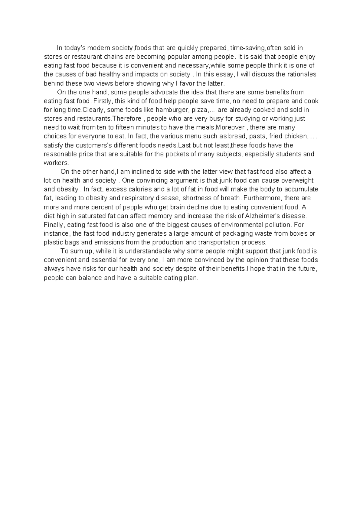 Essay Notes: The Impact of Fast Food on Health and Society - Studocu