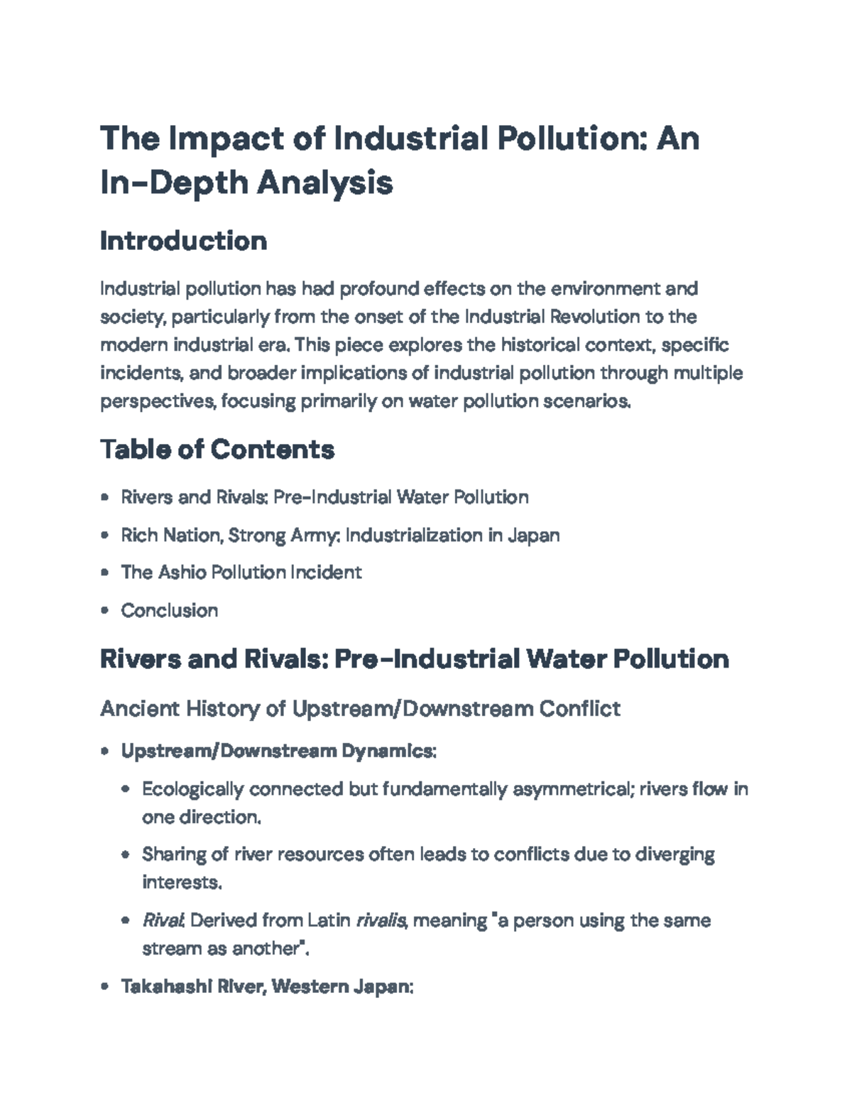 The Historical Impact of Industrial Pollution on Water Systems and ...