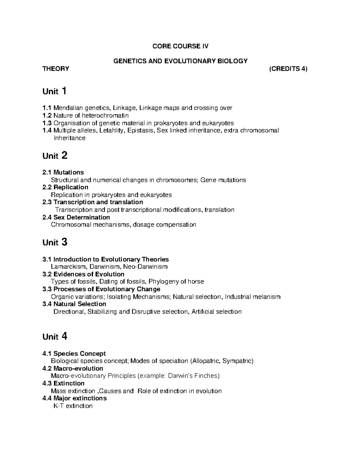 4774-1 - Zoology - CORE COURSE IV GENETICS AND EVOLUTIONARY BIOLOGY ...